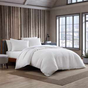 Eddie Bauer - King Duvet Cover Set, Reversible Bedding with Matching Shams, Stylish Home Decor with Button Closure (Alpine Waffle Ivory, King) (OBS)