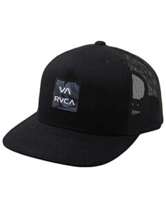 rvca men's adjustable snapback hat, trucker/printed black, one size