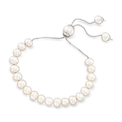 Ross-Simons 6.5-9mm Cultured Pearl Bolo Bracelet in Sterling Silver