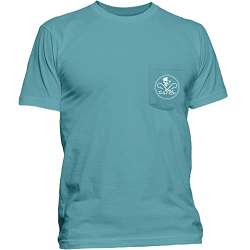 Salt Life Mens Skull and Hooks Short Sleeve Classic Fit Shirt, Sea Green, X-Large