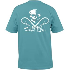 salt life mens skull and hooks short sleeve classic fit shirt, sea green, x-large