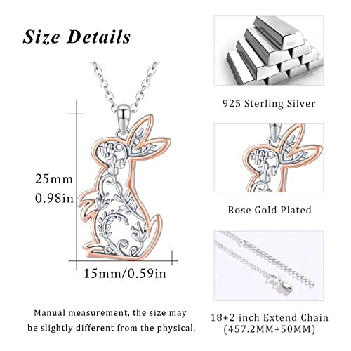 OHAYOO Rabbit Necklace for Women Cute Bunny Animal Necklace 925 Sterling Silver Jewelry Gifts for Women (A1-Bunny Secret Garden)