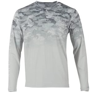 salt life into the abyss slx long sleeve classic fit shirt, grey, xx-large