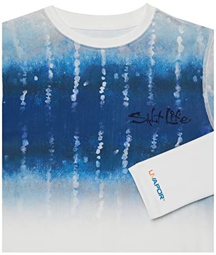 Salt Life Marlin Fade SLX Youth Long Sleeve Stretch Fit Shirt, White, Small