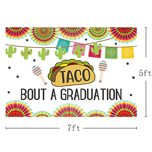 MEHOFOND 7x5ft Mexican Fiesta Taco Bout a Graduation Class of 2022 Backdrop Banner Prom Congrats Grad Party Supplies Cactus Decor Photoshoot Studio Props Background