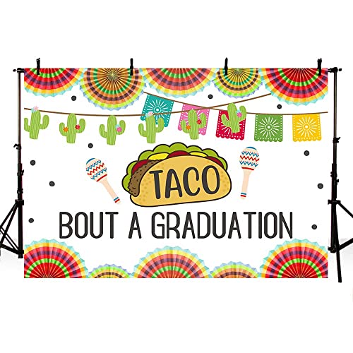 MEHOFOND 7x5ft Mexican Fiesta Taco Bout a Graduation Class of 2022 Backdrop Banner Prom Congrats Grad Party Supplies Cactus Decor Photoshoot Studio Props Background