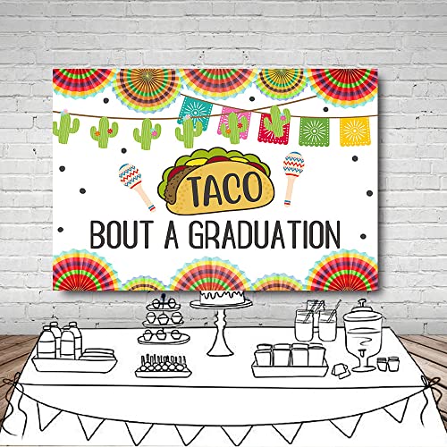 MEHOFOND 7x5ft Mexican Fiesta Taco Bout a Graduation Class of 2022 Backdrop Banner Prom Congrats Grad Party Supplies Cactus Decor Photoshoot Studio Props Background