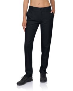 three sixty six women’s quick dry golf pants 30 inch inseam - lightweight 4-way stretch, moisture wicking, anti-odor, upf 50+ jet black