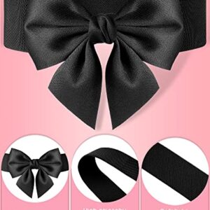 Brighoo 2 Pieces Wide Elastic Belt Women's Bowknot Belt Ladies Stretchy Bow Belt for Valentine's Day Women Dresses (Black, White)