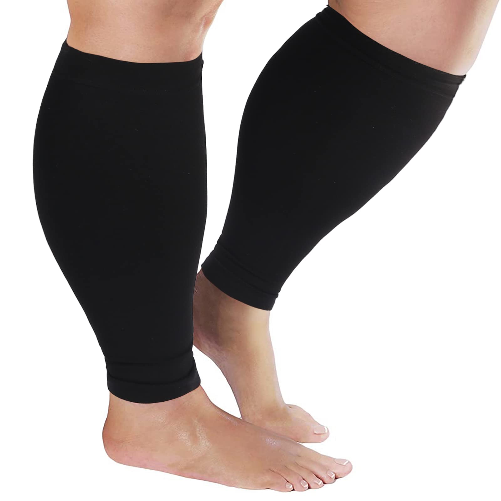 Plus Size Compression Sleeves for Calves Women Wide Calf Compression Legs Sleeves Men 3XL, Relieve Varicose Veins, Edema, Swelling, Soreness, Shin splints, for Work, Travel, Sports and Daily Wear