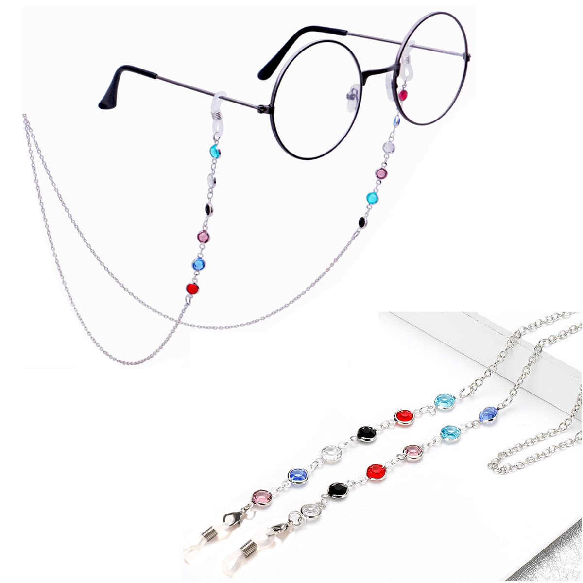 EJOQSON Glasses Strap Beaded Eyeglass Chains Eye Glass Holders Necklaces String Women Eyewear Retainer Chain Elegant Lanyard