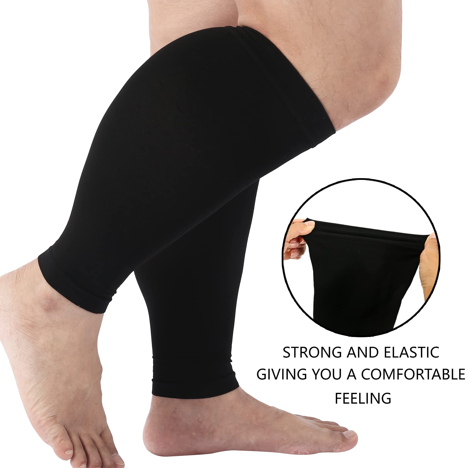 Plus Size Compression Sleeves for Calves Women Wide Calf Compression Legs Sleeves Men 3XL, Relieve Varicose Veins, Edema, Swelling, Soreness, Shin splints, for Work, Travel, Sports and Daily Wear