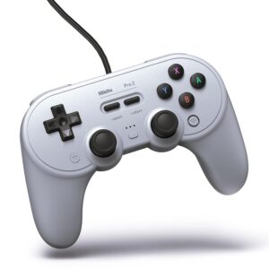 8bitdo pro 2 wired controller for switch, windows, steam deck & raspberry pi (gray edition)