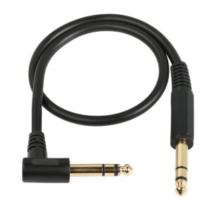 cerrxian 1/4 inch guitar instrument cable, right angle 6.35mm male trs to 6.35mm male trs stereo audio cable for bass,keyboard,mixer,amp,electric guitar (0.5m, black)