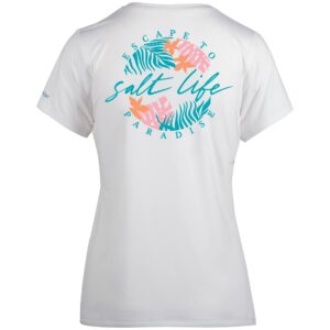 salt life oasis short sleeve stretch fit shirt, white, small