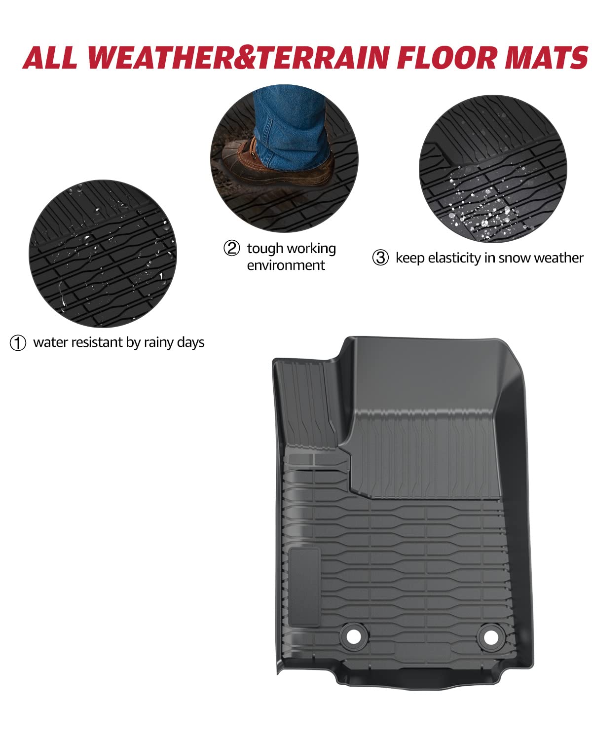 A & UTV PRO Floor Mats Fit for 2021 2022 2023 2024 Jeep Grand Cherokee L/WL, All Weather Floor Liners Full Kit for Three Row Models, Replace OEM 82216639AA,82216640AA,82216152AC, 3 Row