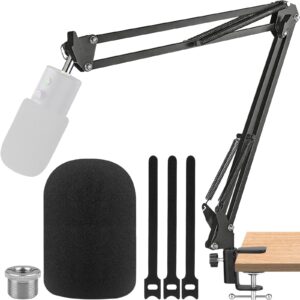 razer seiren x boom arm, chromlives mic boom arm stand for razer mic with foam windscreen pop filter and cable sleeve 5/8 screw adapter fit for razer microphone broadcasting and recording