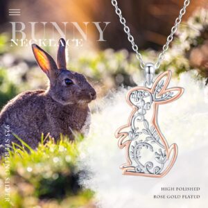 OHAYOO Rabbit Necklace for Women Cute Bunny Animal Necklace 925 Sterling Silver Jewelry Gifts for Women (A1-Bunny Secret Garden)