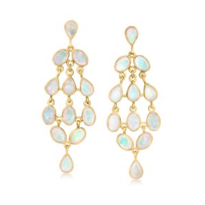 ross-simons ethiopian opal chandelier earrings in 18kt gold over sterling