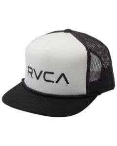 rvca men's staple foamy hat, trucker/black/white, one size