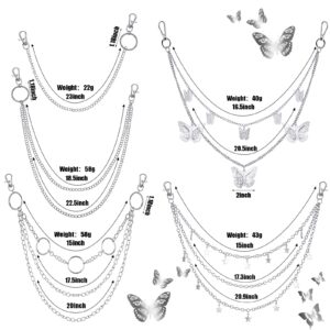 5 Pieces Jeans Chains Set Hip Hop Pants Chains Pocket Chain Butterfly Lock Star Pendant Belt Multi Layer Chains for Men Women (Novel Style)