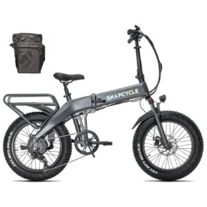 snapcycle s1 electric bike foldable for adults, 750w ebike, 48v 15ah samsung removable battery, 20" x 4.0 fat tire electric bicycle, shimano 7-speed and dual shock absorber for adults