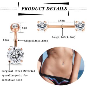 Sanfenly 14G Nipple Rings Belly Button Rings for Women 316L Surgical Steel Curved Navel Barbell CZ Weed Butterfly Tongue Rings Belly Nipple Piercing Jewelry