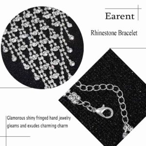 EARENT Rhinestone Bracelet Ring Silver Hand Chain Crystal Bangle Finger Ring Bracelets Wedding Hand Harness Hand Accessories for Women