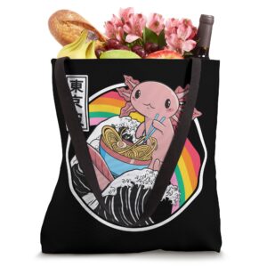 Axolotl Eating Ramen Kanagawa Wave Kawaii Anime Vaporwave Tote Bag