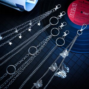 5 Pieces Jeans Chains Set Hip Hop Pants Chains Pocket Chain Butterfly Lock Star Pendant Belt Multi Layer Chains for Men Women (Novel Style)