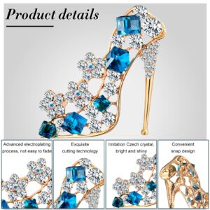 4 Pieces Brooches Pins for Women Rhinestone High Heel Crystal Brooches Princess Shoes Angel Wing Tear for Women Brides Gifts Party Favors Mom's Present