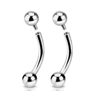 pair of single side internal threaded rook snug curve barbell eyebrow ring 16g - 6mm