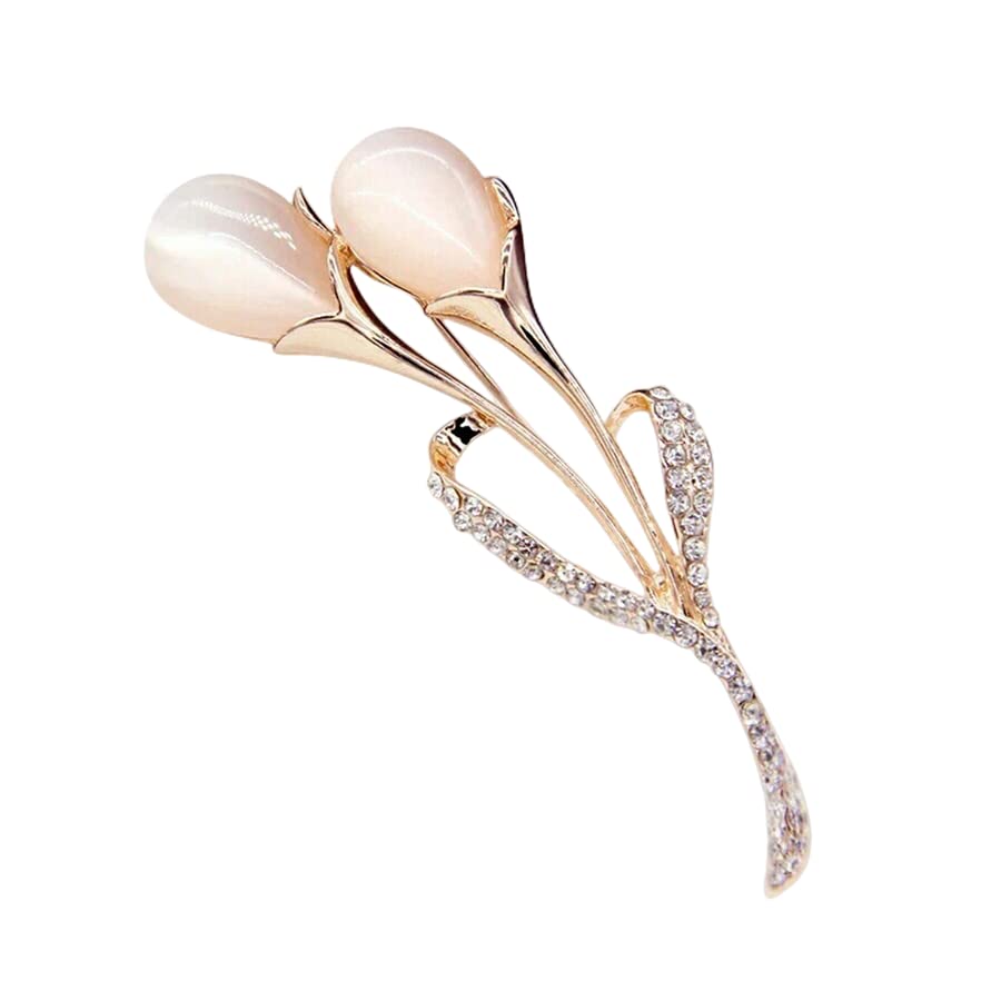 Guoshang Women Rose Gold Opal Calla Lily Brooch Pin Flower Opal Lapel Pin for Coats Jackets Sweaters Accessories,Gold,1 Pc