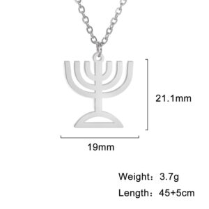 LIKGREAT Menorah Necklace Chanukah Necklace for Women Menorah Pendant Necklace Jewish Necklace for Women Hanukkah Jewelry