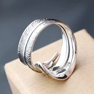 Butterfly Spoon Ring, Feather Ring Women Sterling Silver 925 Sterling Silver Ring for Men Women Leaf & Butterfly Adjustable Rings