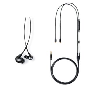 shure se215 pro wired earbuds, black (se215-k) & rmce-uni universal communication cable for detachable se sound isolating earphones