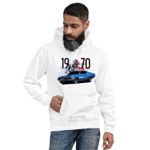 jg infinite 1970 torino gt fastback muscle car unisex hoodie white