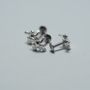 Sterling Silver Frog - 16g Surgical stainless steel Labret Barbell, Push Pin Post, Flat Back,Cartilage earring, Nose stud, Piercing Jewelry (8 Millimeters)