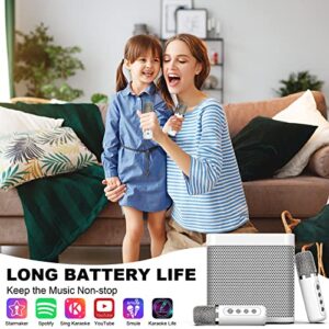 FULLIFE Karaoke Machine for Adults/Kids, 3000mAh Portable Bluetooth Karaoke Speaker with 2 Wireless Microphones, HD Sound PA System with Echo and Vocal Cut, Supports TF/USB, AUX-in, for Home Parties