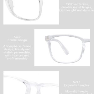 Onrtry Non Prescription Glasses for Men Women Square Clear Lens Eyeglasses (Transparent)