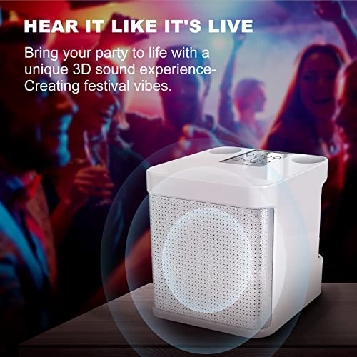 FULLIFE Karaoke Machine for Adults/Kids, 3000mAh Portable Bluetooth Karaoke Speaker with 2 Wireless Microphones, HD Sound PA System with Echo and Vocal Cut, Supports TF/USB, AUX-in, for Home Parties