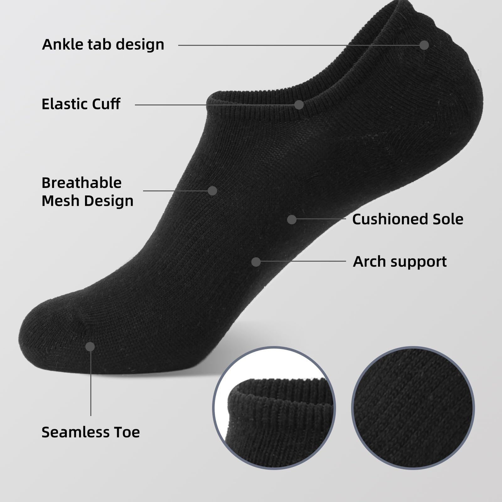 Lngwioo 6 Pairs No Show Socks Women & Men Arch Support Non Slip Invisible Low Cut Liner Socks (Multi)