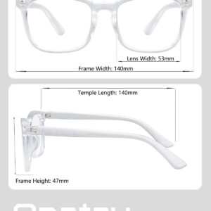 Onrtry Non Prescription Glasses for Men Women Square Clear Lens Eyeglasses (Transparent)