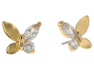 kate spade new york social butterfly studs earrings clear/gold one size