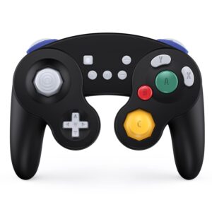 exlene gamecube controller switch, wireless switch pro controller for nintendo switch/lite/pc/android/ios/steam, support wake up, motion, adjustable rumble, turbo & auto turbo (upgraded, black)