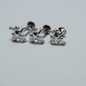 Sterling Silver Frog - 16g Surgical stainless steel Labret Barbell, Push Pin Post, Flat Back,Cartilage earring, Nose stud, Piercing Jewelry (8 Millimeters)