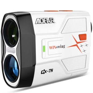 aofar gx-7n, high-precision golf rangefinder with slope switch, continuous scan, flag-lock, 800 yards, waterproof, accessories included, white, model gx-7n