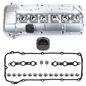 mitzone upgrade aluminum valve cover kit compatible with 2002-2006 bmw x5 x3 530i 525i 325i 325ci 325xi 330i 330xi 330ci z4 replace 11127512839