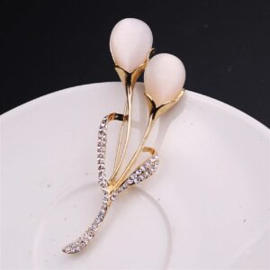 Guoshang Women Rose Gold Opal Calla Lily Brooch Pin Flower Opal Lapel Pin for Coats Jackets Sweaters Accessories,Gold,1 Pc