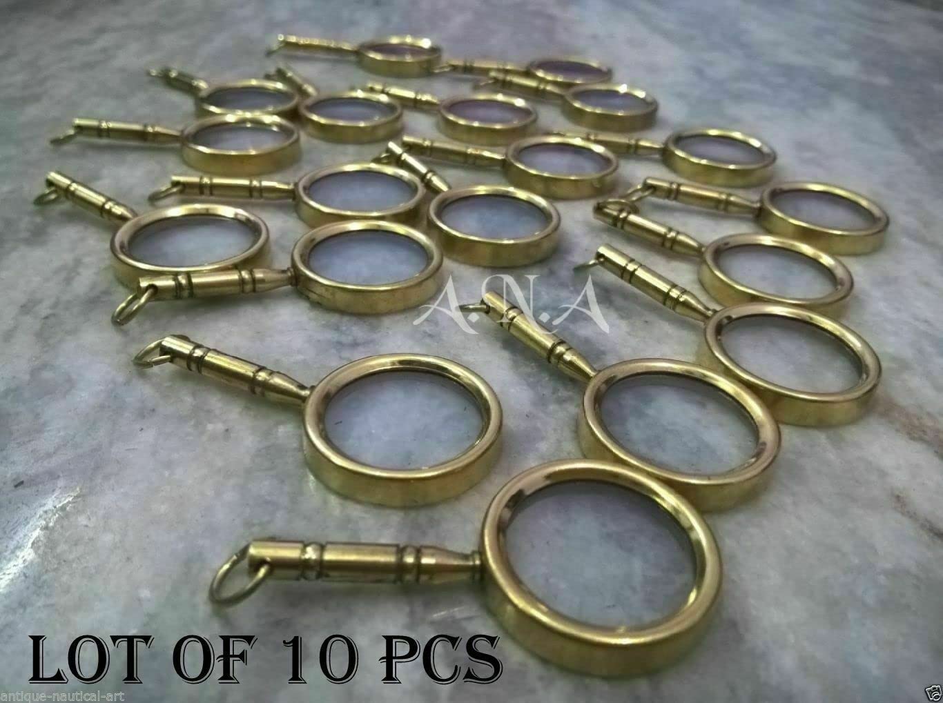 Lot Of 100 Pcs Nautical Golden Finish Marine Collectible Magnifying Key Ring Key-Chain Key Brass Chain Nautical Keyring Pendant Keychain Christmas Gift By MAA VAISHNO NAUTICAL